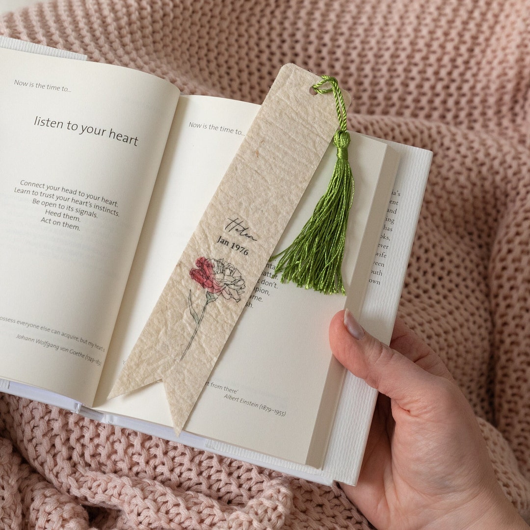 Personalised Watercolour Birth Flower Pineapple Leather Bookmark ...