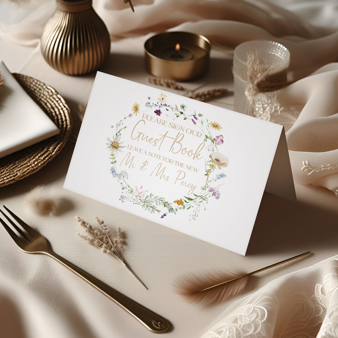 Please Sign Our Wedding Guestbook Wildflowers A6 Card Sign - Etsy