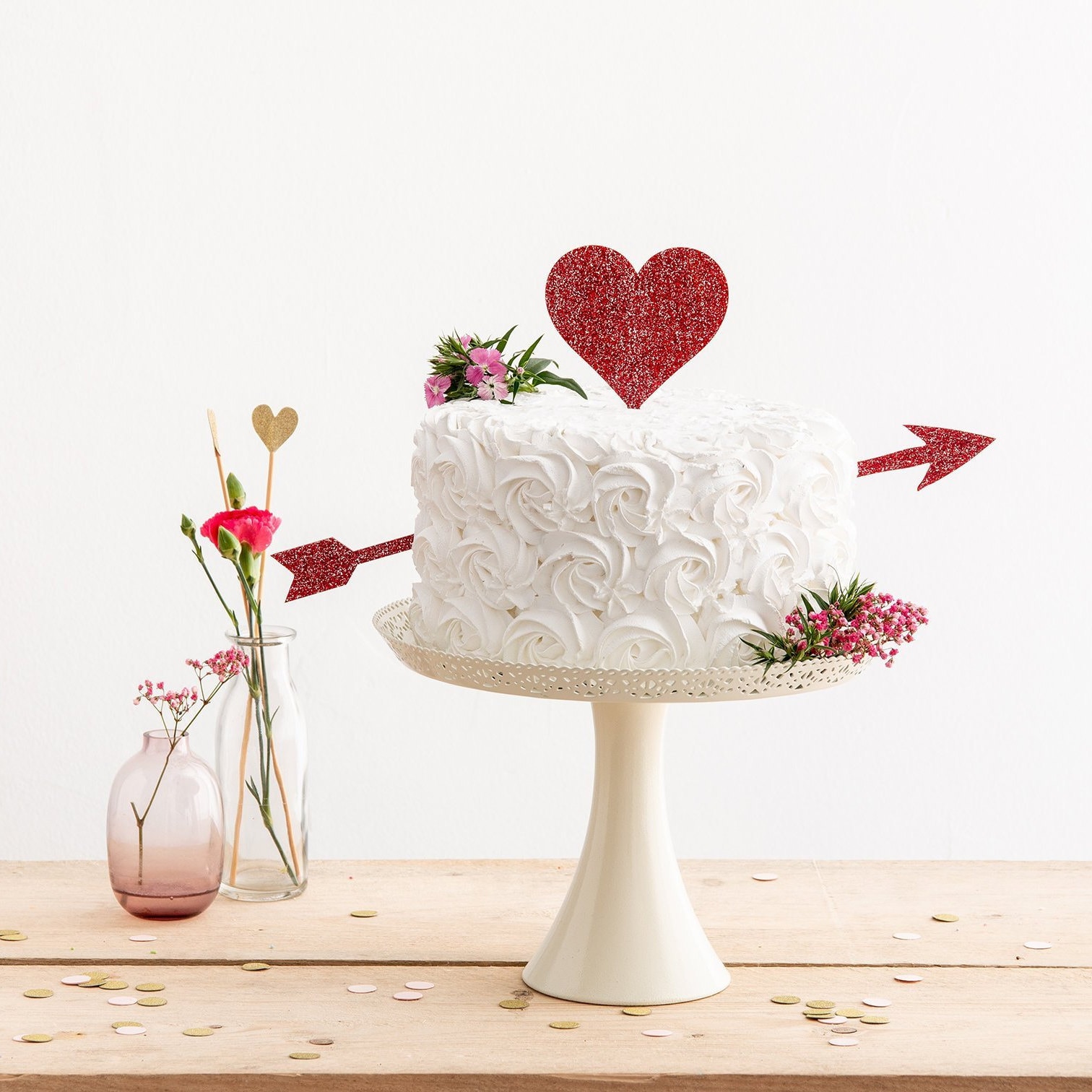 Cupid Heart and Arrow Cake Topper Romantic Engagement Cake - Etsy UK