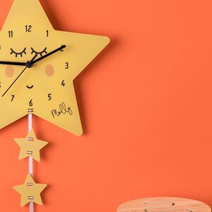 Children's Sleepy Star Matt Bedroom Clock With Name - Etsy