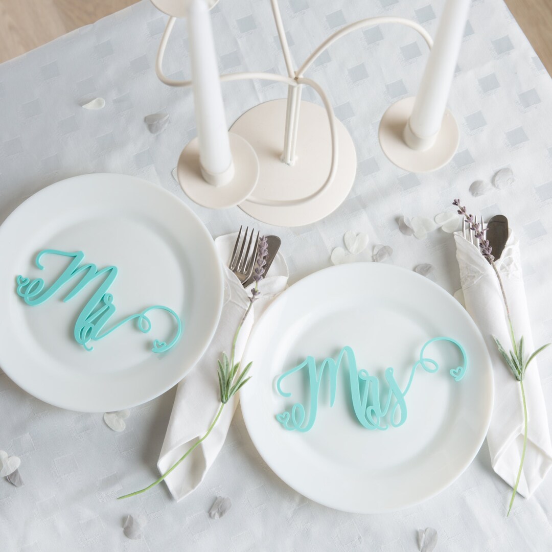 Mr and Mrs Place Settings - Bride and Groom Table Decorations - Wedding ...