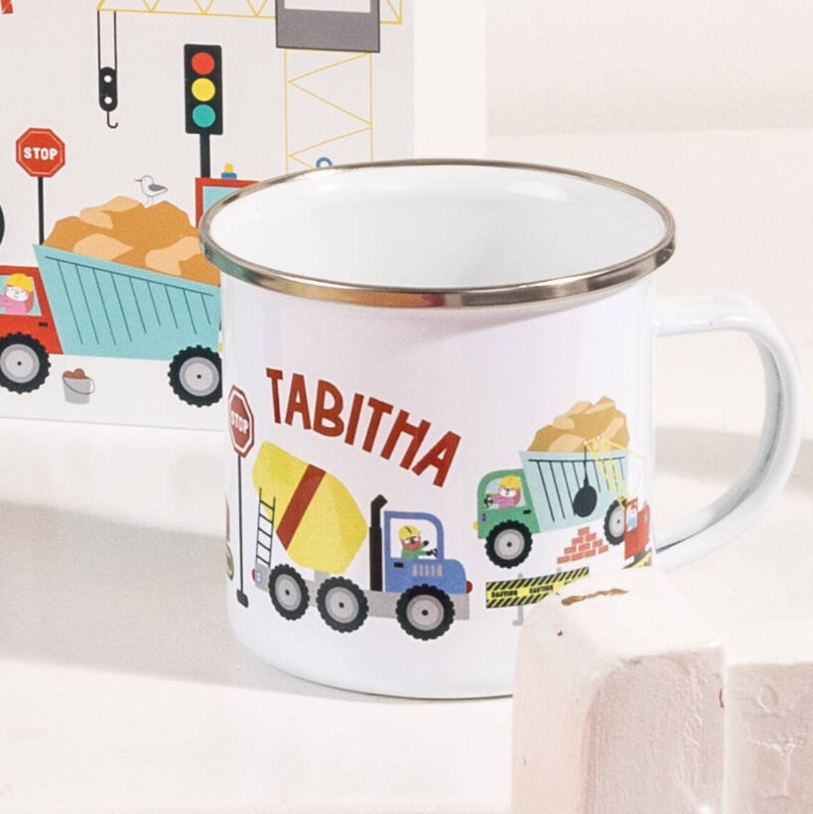 Construction Site Themed Personalised Children's Enamel Mug - Etsy