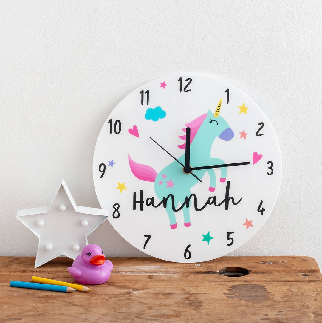 Bedroom Unicorn Theme Personalised Clock Gift Kids - Etsy