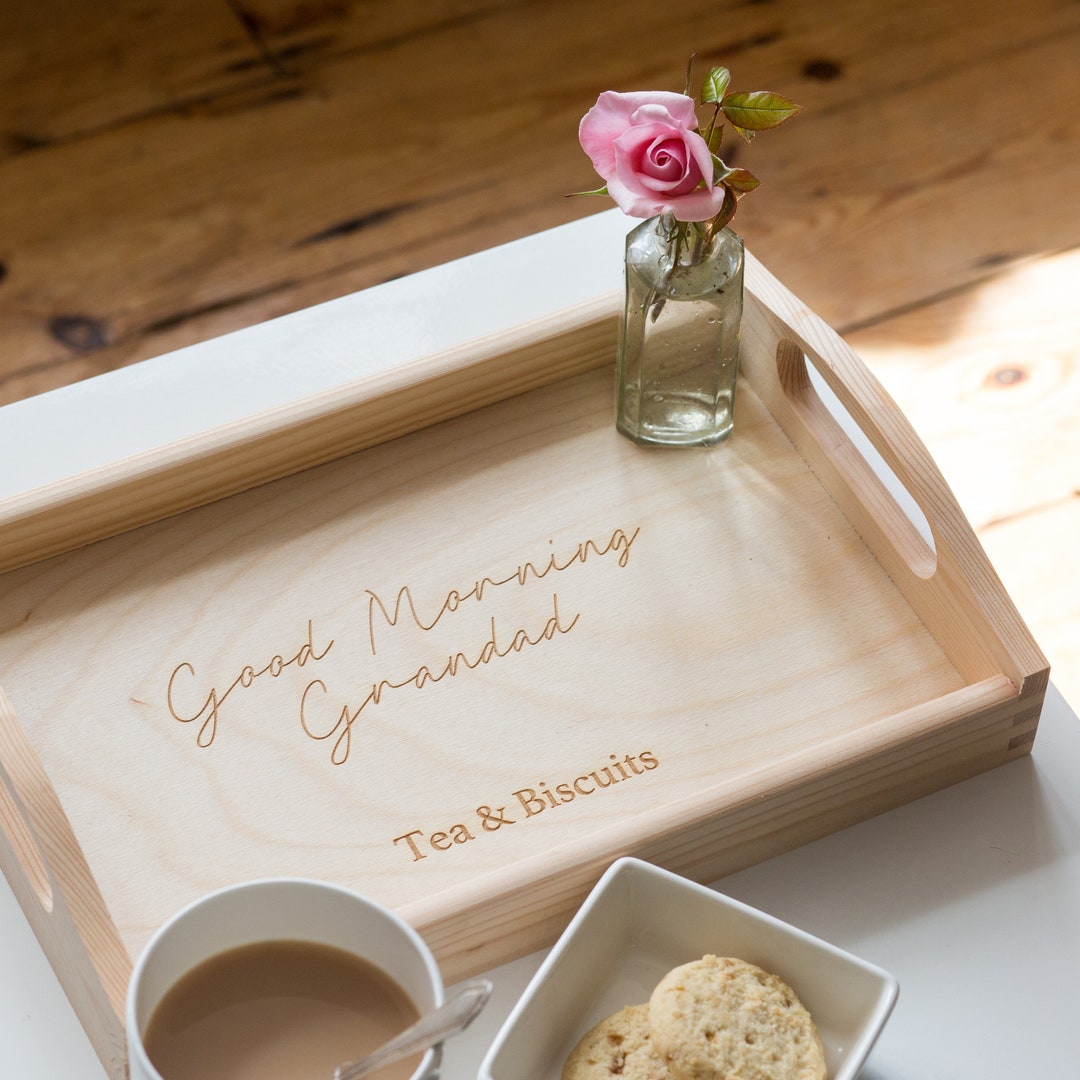 Personalised Grandad's Wooden Tea for One Snack Tray | Small Snack Time ...
