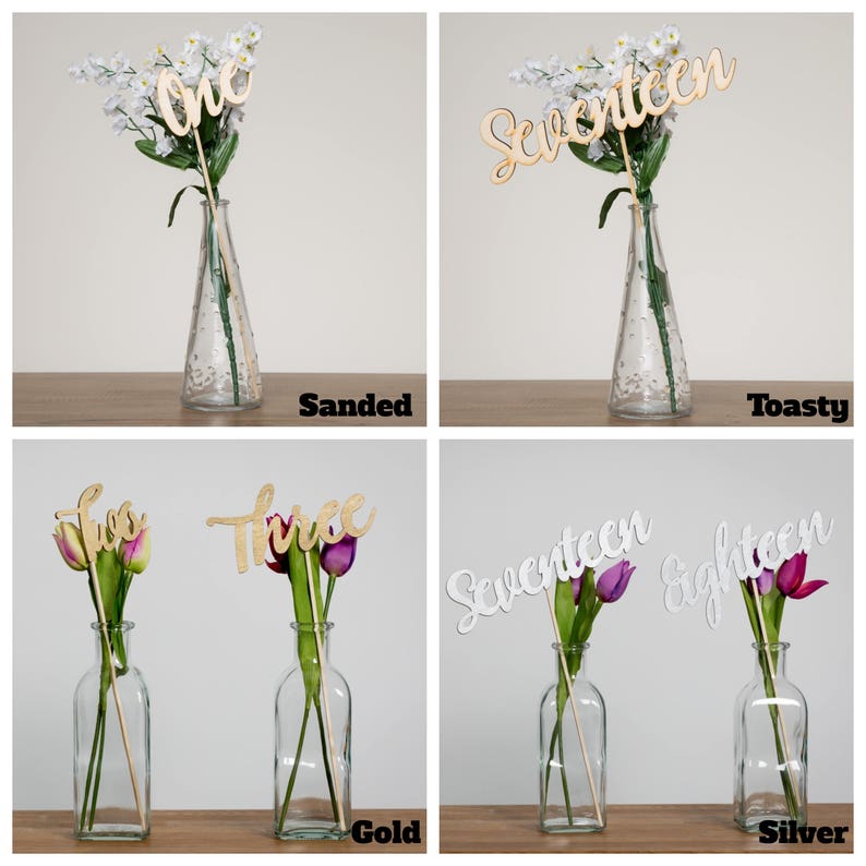 Wooden Set of 1 to 20 Table Numbers for Weddings - Modern Script ...
