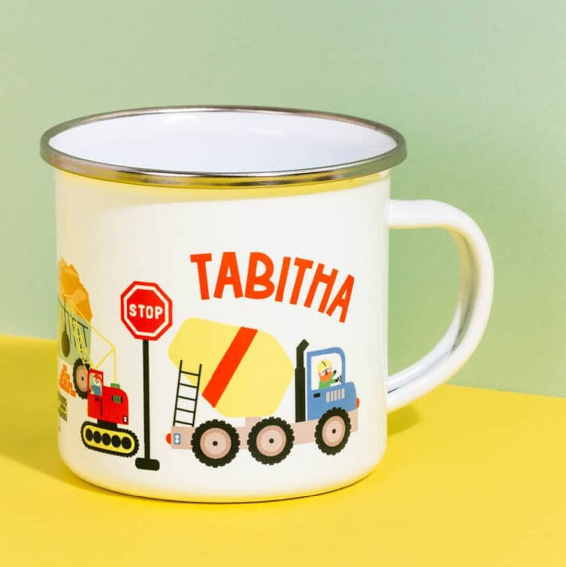 Construction Site Themed Personalised Children's Enamel Mug - Etsy