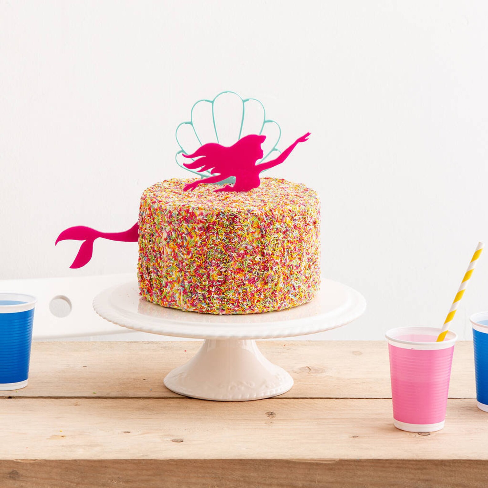 Mermaid and Oyster Shell Cake Topper Birthday Girl Party | Etsy