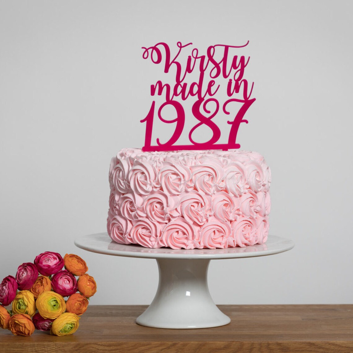 Made in Year Cake Topper - Date of Birth Cake Decoration - Birthday ...