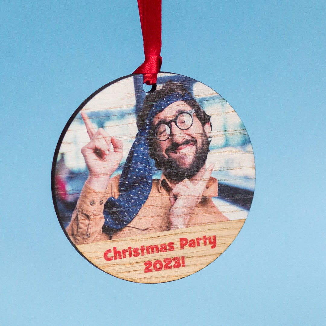 Personalised Oak Wood Photo Bauble | Secret Santa Office Gift | Staff ...