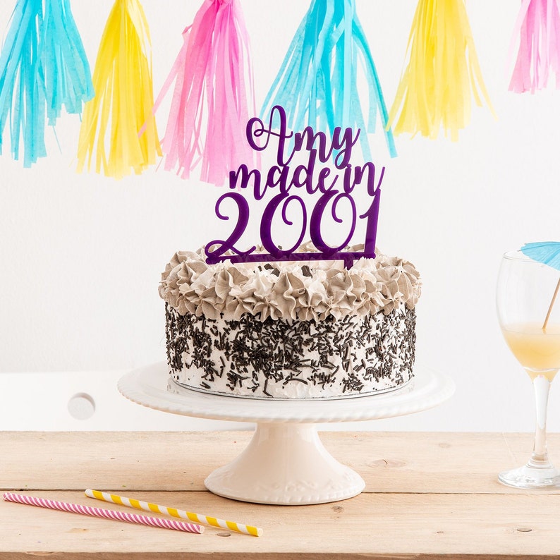 Made in Year Cake Topper Date of Birth Cake Decoration | Etsy