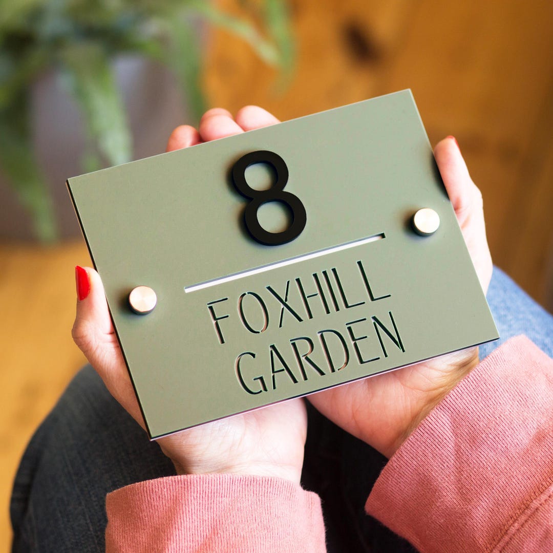 Matt House Number & Street Name Door Sign Plus Standoff Fixings | 3D ...