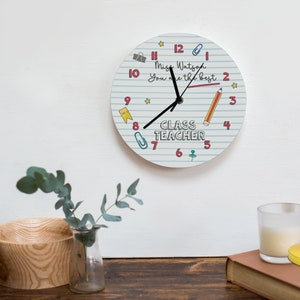 Thank You Teacher Nursery Personalised Classroom Clock - Children's ...
