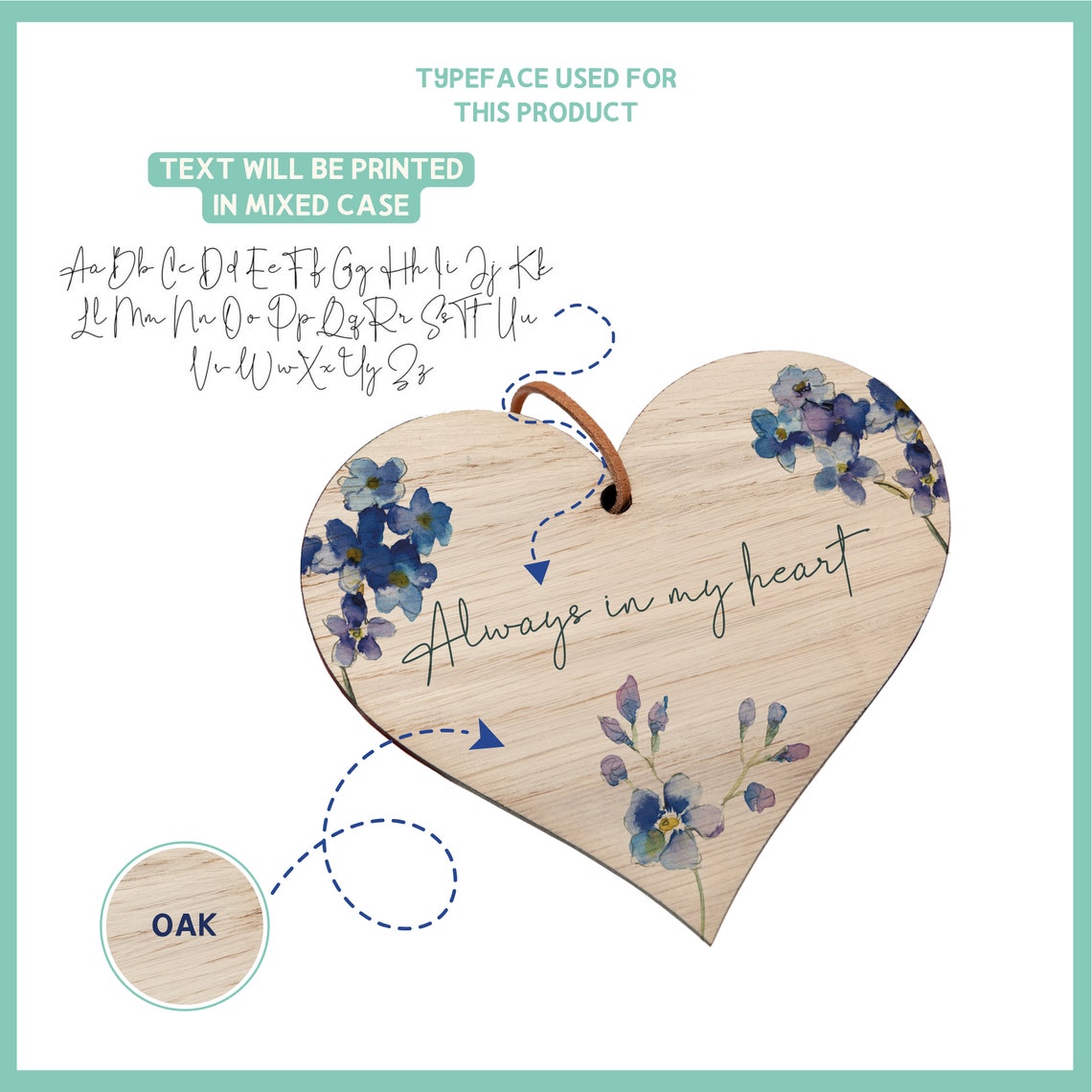 In Loving Memory (forget Me Not Flower) Decorative Heart- Personalised ...