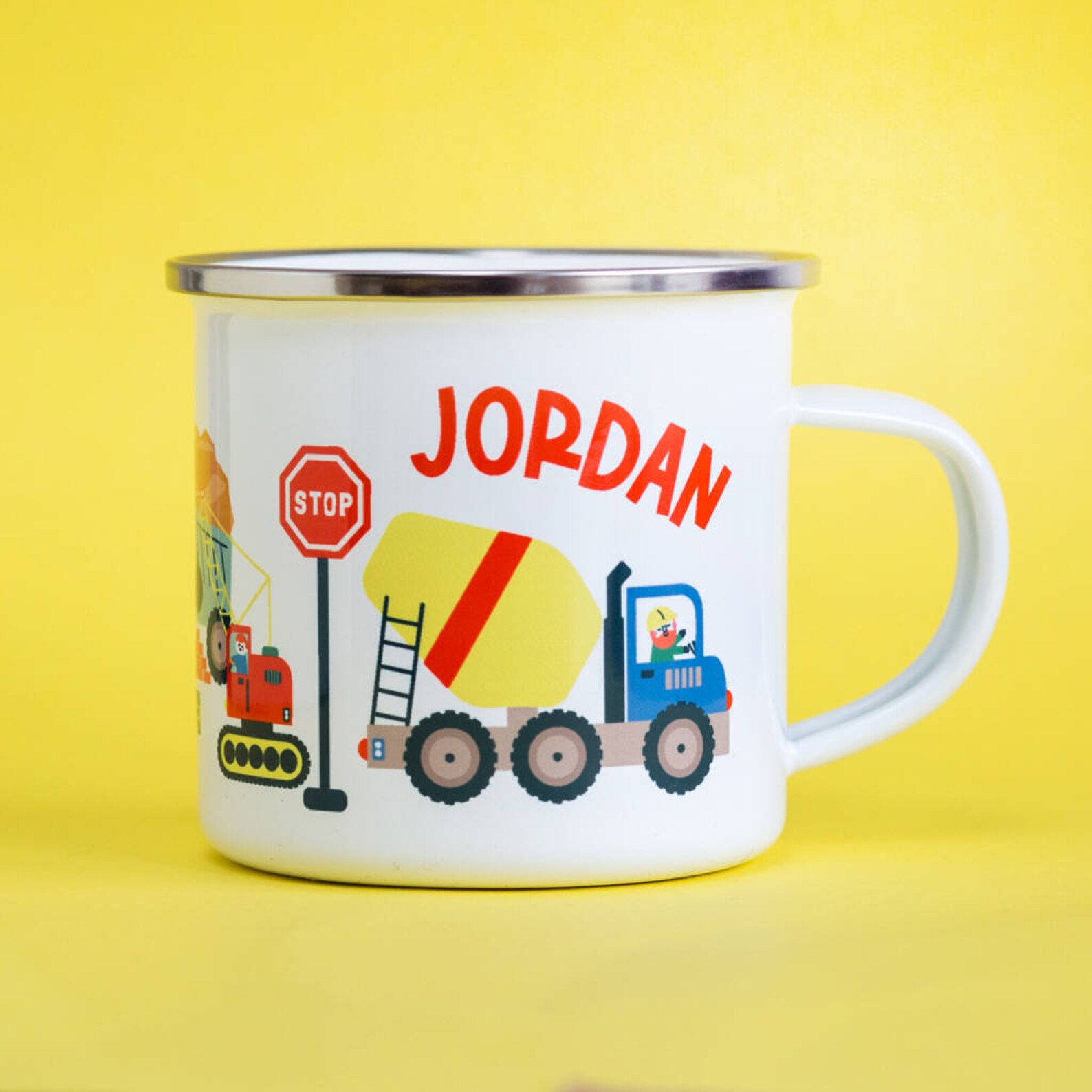 Construction Site Themed Personalised Children's Enamel Mug - Etsy