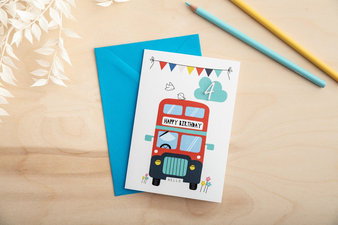 London Bus Personalised Birthday Card With 3D Age - Etsy