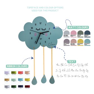 Floating Sky Cloud and Raindrops Personalised Wall Clock - Etsy