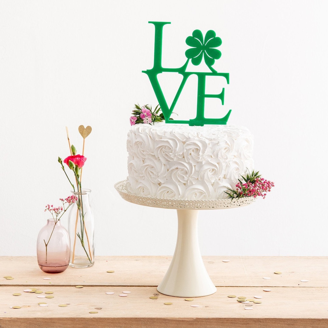 Shamrock Love Cake Topper – St. Patrick's Day Acrylic Decoration - Etsy