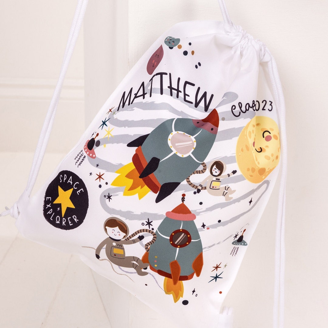Space Rockets and Astronaut Personalised Kids Bag - Etsy