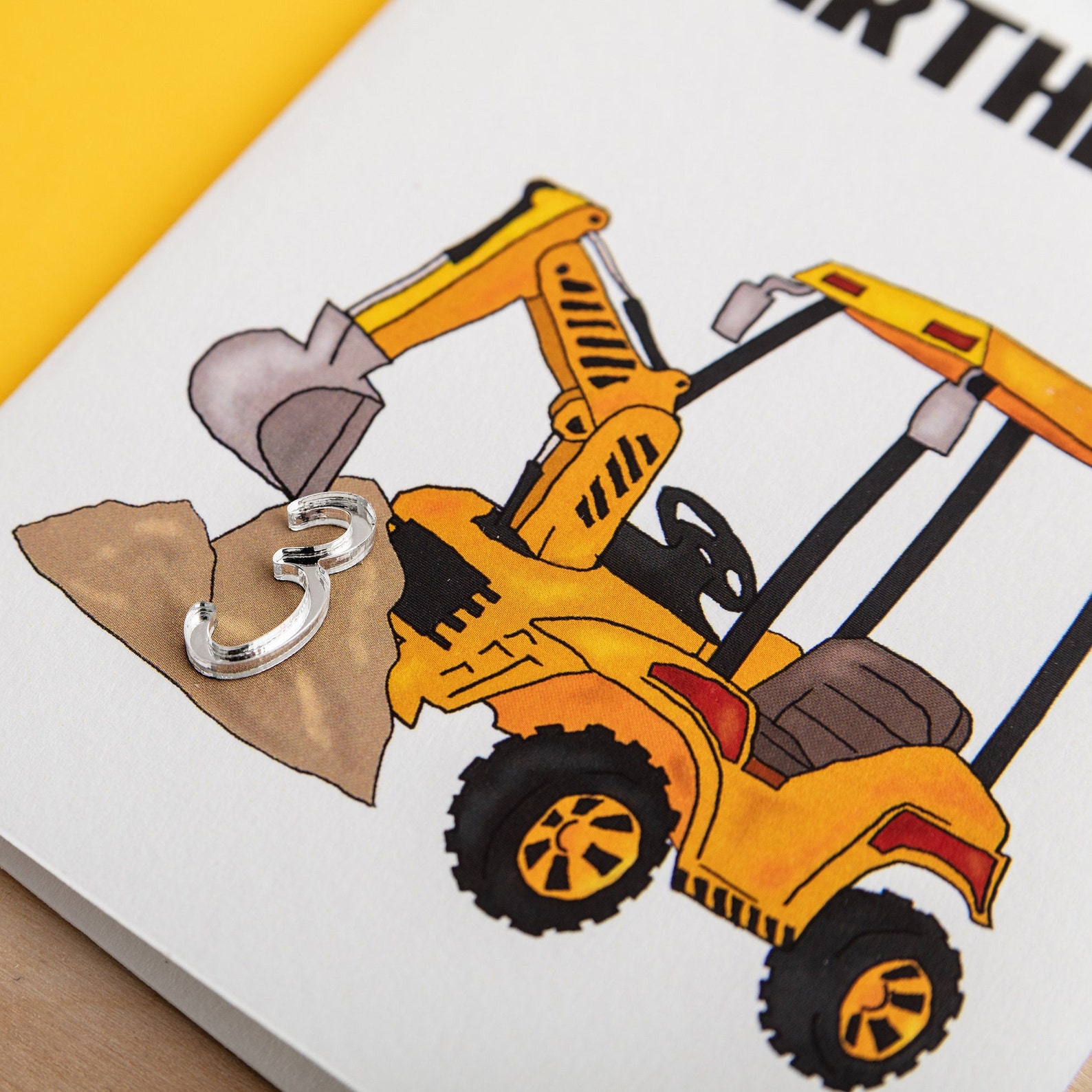 Digger Personalised Birthday Card With 3D Age - Etsy