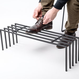 Minimalist Black Metal Shoe Rack: Hand Welded Entryway Storage - Etsy