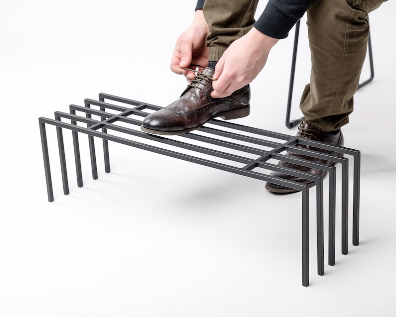 Minimalist Black Metal Shoe Rack Hand Welded Shoe Storage for - Etsy