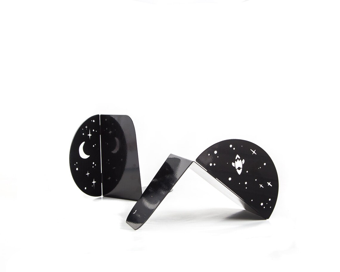 Metal Bookends Night Sky | Space and Star Theme Nursery Shelf Decor - Etsy