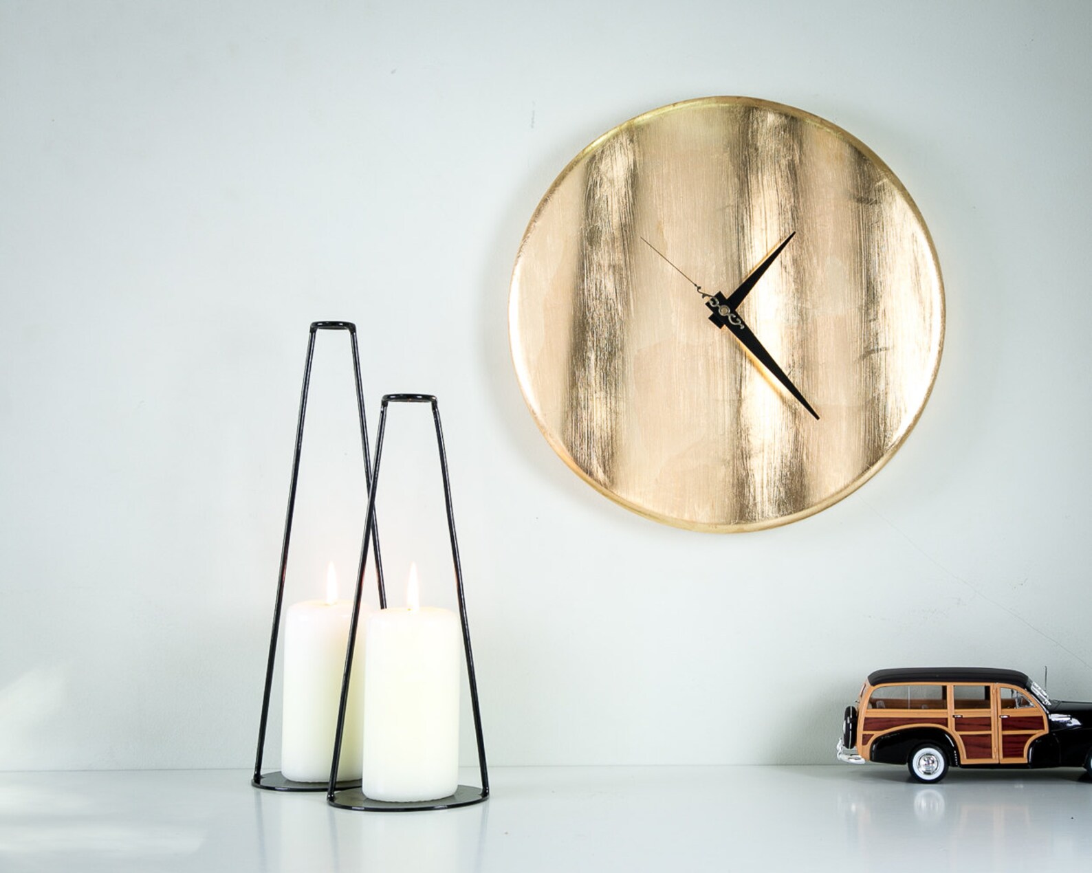 Wall Clock Golden Wave. Hand Gilded by Thin Yellow Metal - Etsy