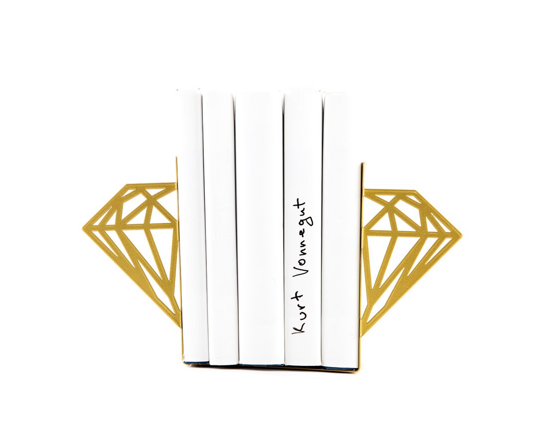 Metal Bookends Diamonds Gold Shelf Architecture Decor Geometry Inspired ...