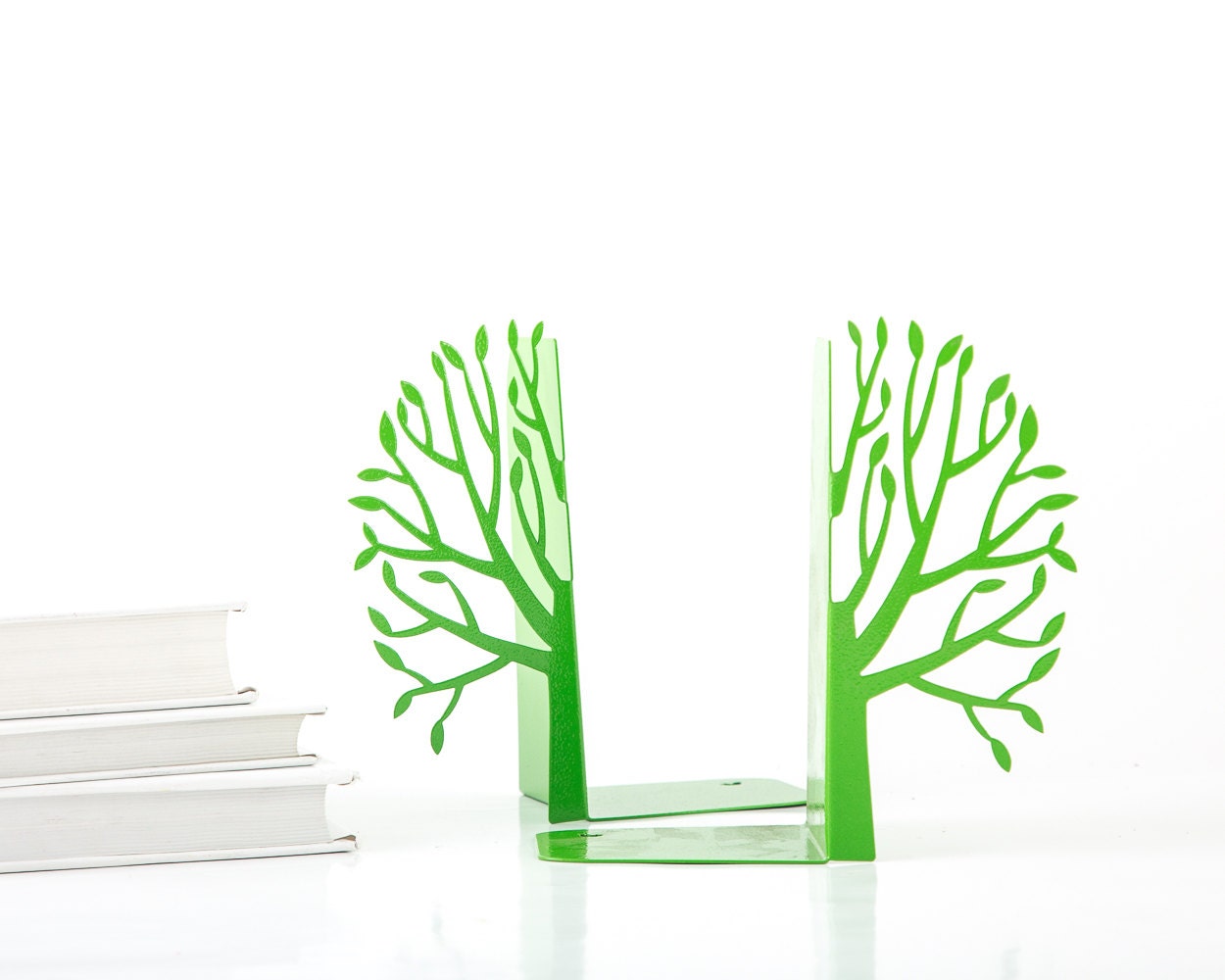 Metal Bookends Green Spring Unique Book Holders // | Etsy