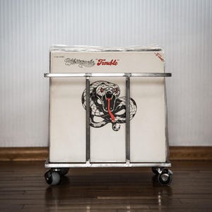 LP Storage // Album Crate // Record Box on Rotating Wheels // - Etsy