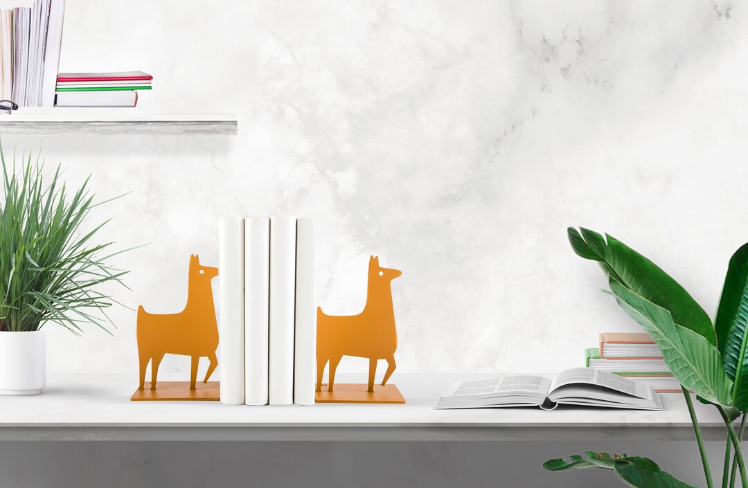 Orange Llama Metal Bookends: Whimsical Kids Room Decor - Etsy