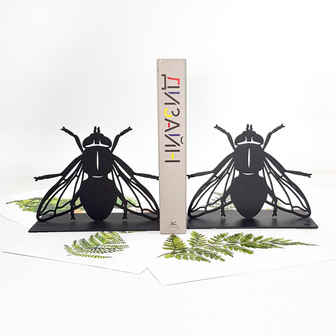 Novelty Bookends Metal Black Fly | Modern and Simple Insect Black Shelf ...