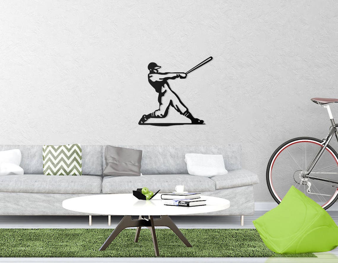 Metal Baseball Player II // Laser Cut Baseball Player Batting - Etsy