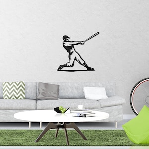 Metal Baseball Player II // Laser Cut Baseball Player Batting // Metal ...