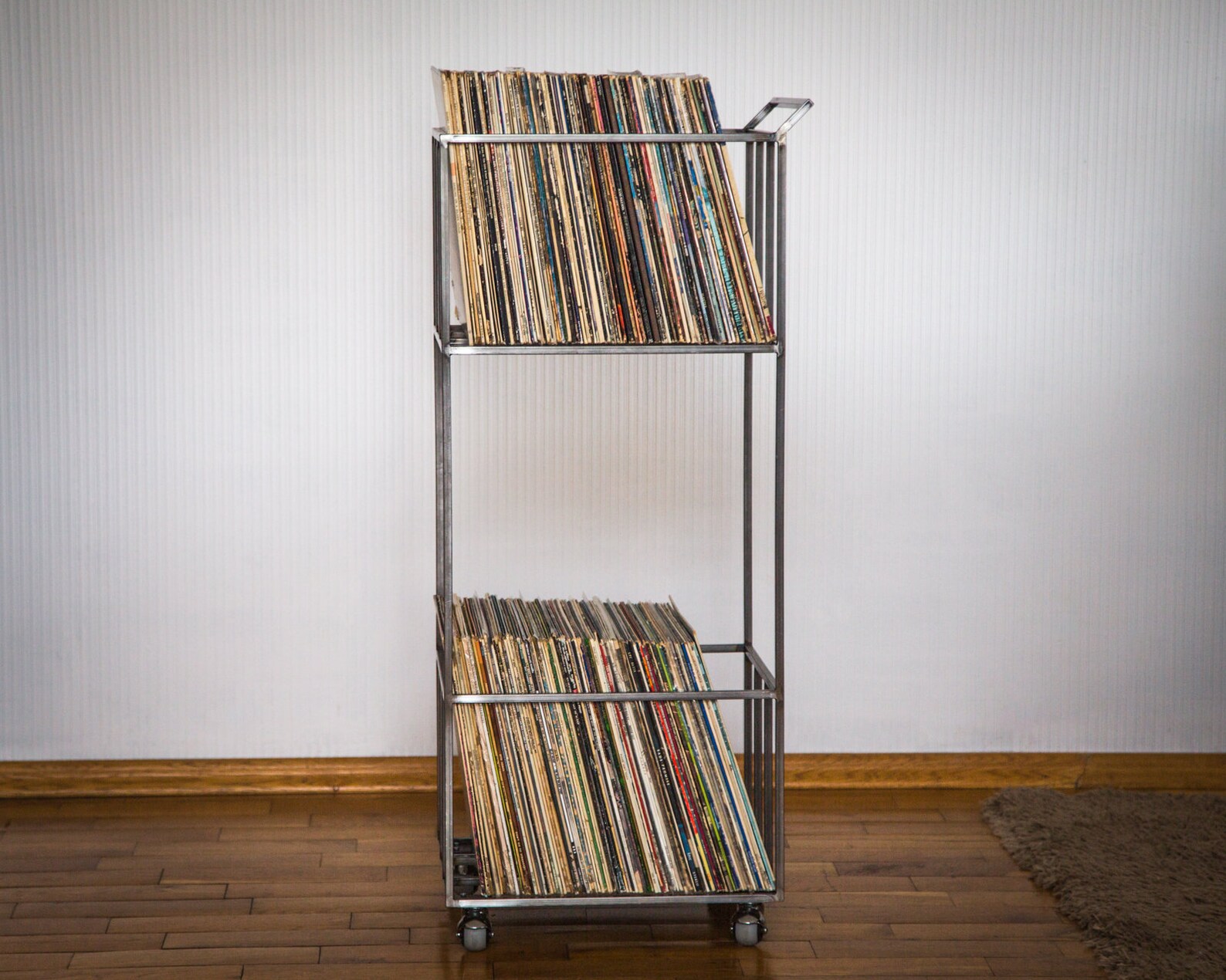 LP storage Double-deck Album crate // Record cart on rotating | Etsy