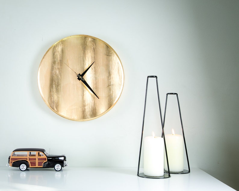 Wall Clock Golden Wave. Hand Gilded by Thin Yellow Metal - Etsy