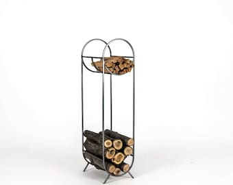 Round Log Holder // Minimalist Firewood Storage for Indoors or Outdoors ...