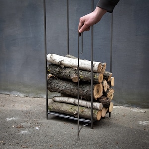 Log Holder Small With a Handle // Firewood Carrier // Storage Container ...
