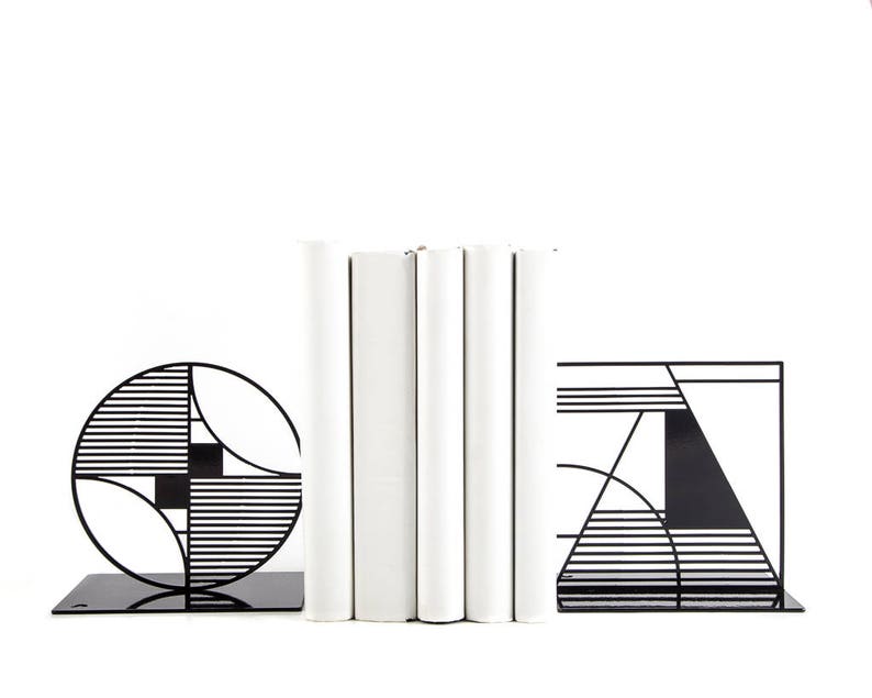 Metal Bookends // Shapes // Geometry Bauhaus Inspired Shelf | Etsy