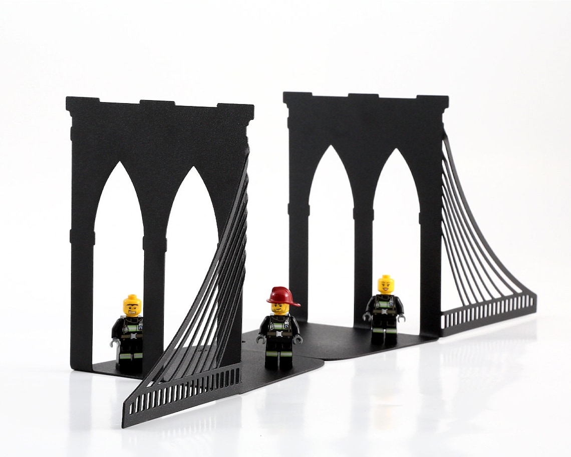 Metal Bookends // Brooklyn Bridge // Housewarming Present for Book ...