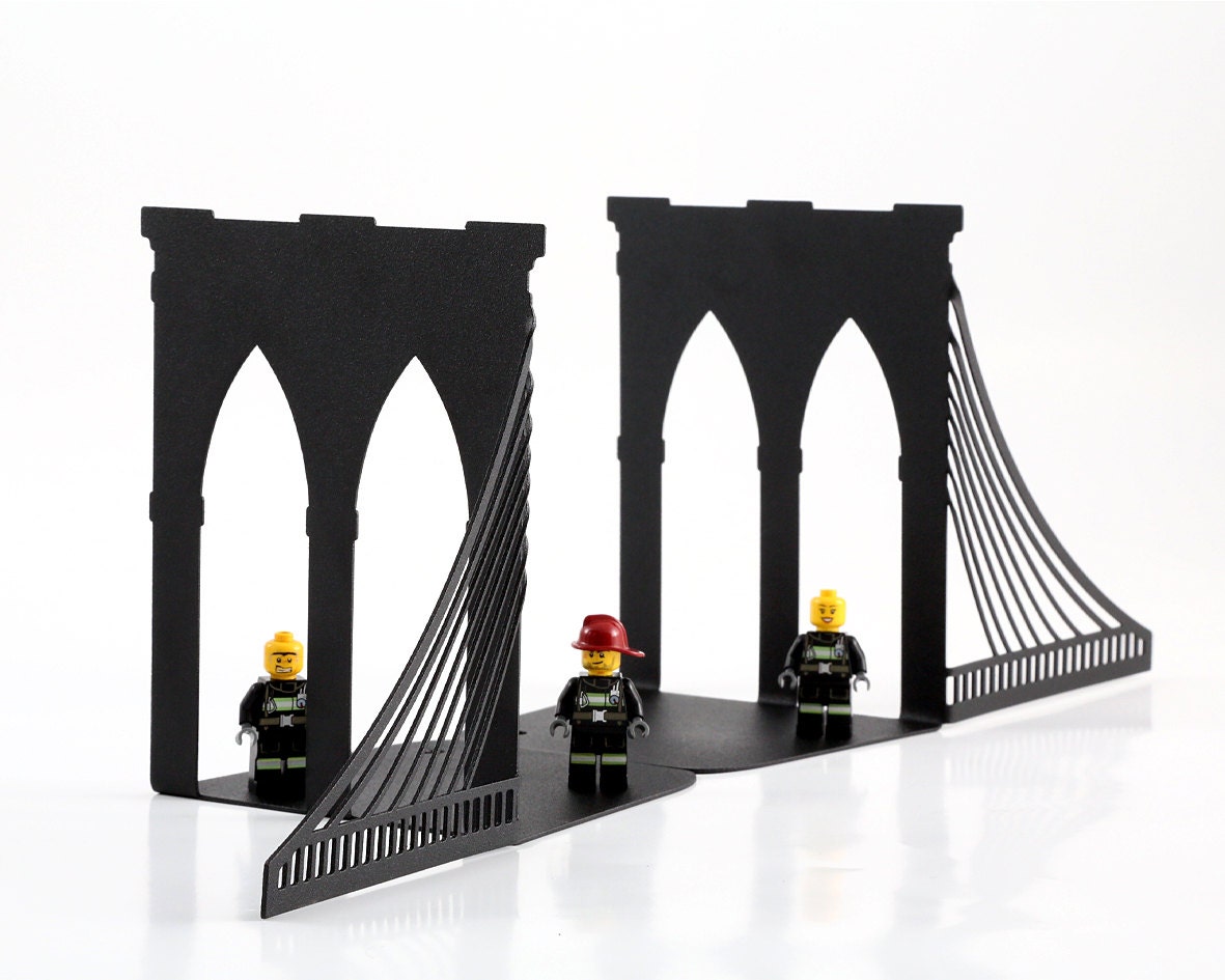 Metal Bookends // Brooklyn Bridge // Housewarming Present for Book ...