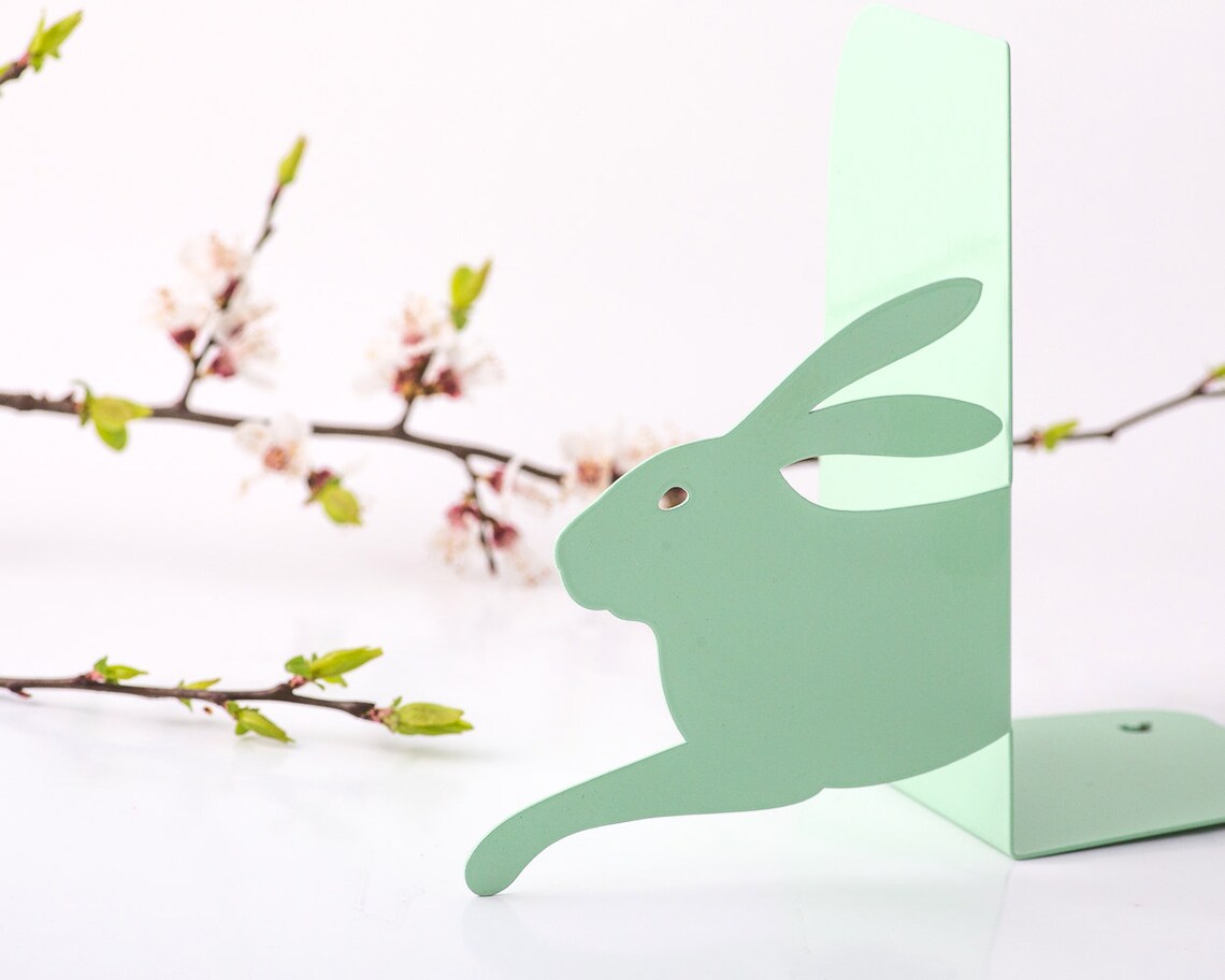 Nursery Bookends Hare on the Run Mint // Functional Modern | Etsy