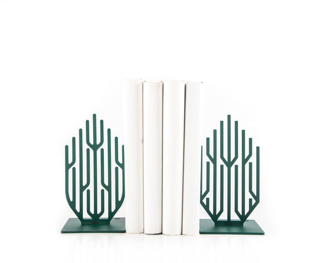 Green Metal Bookends Modern Trees Modern and Simple Minimalist Shelf ...