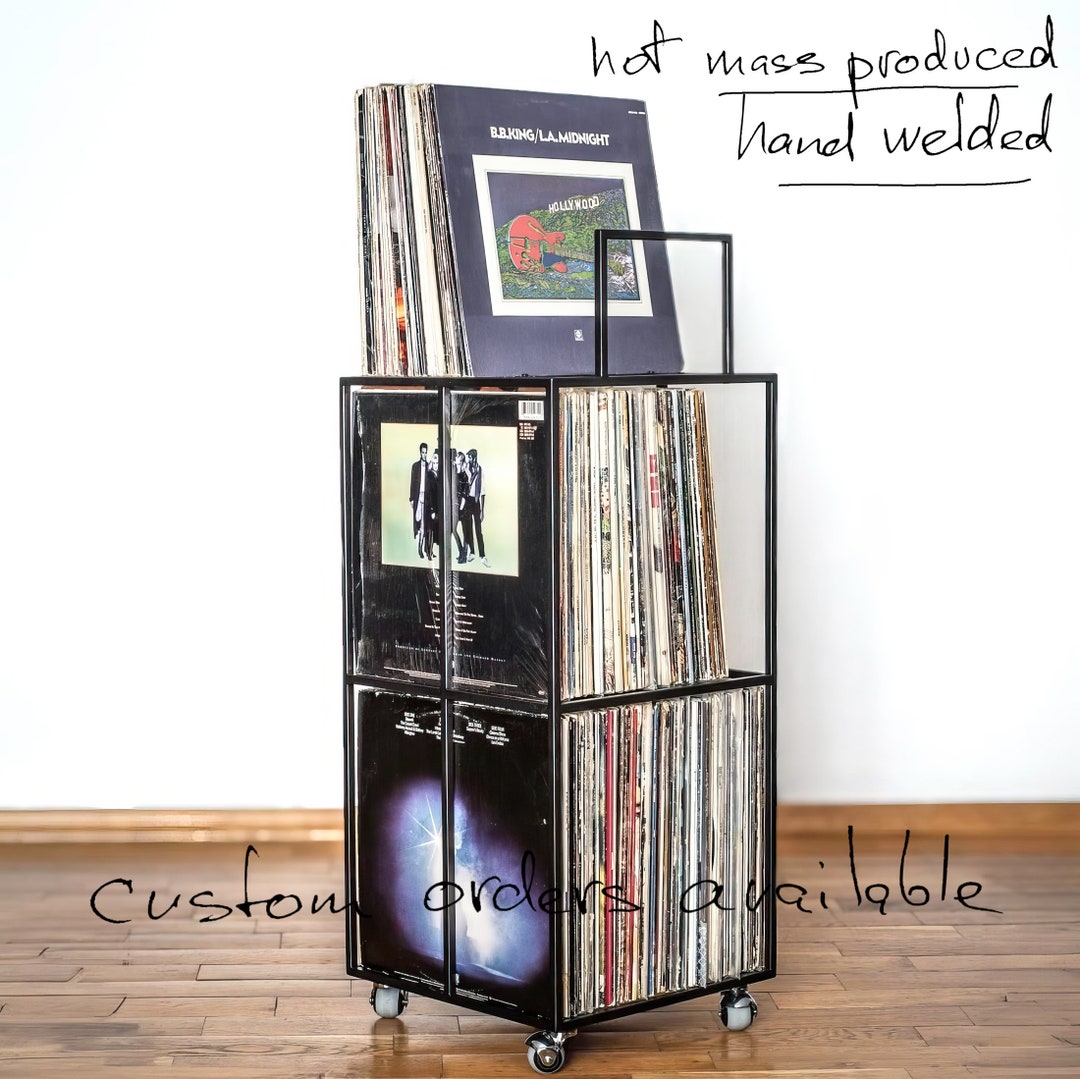 LP Storage Triple Deck Album Crate Cart, Container Holds up to 180 LP ...