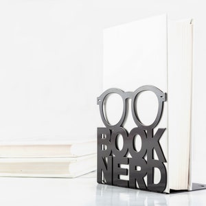 A Metal Bookend Nerd // Telling Shelf Decor for Reading Home // Back-to ...