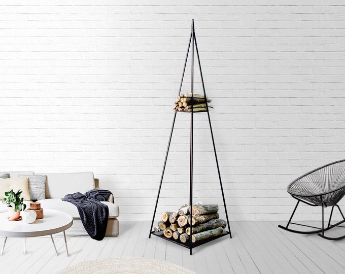 Pyramid Log Holder // Firewood Storage for Indoors or Outdoors - Etsy