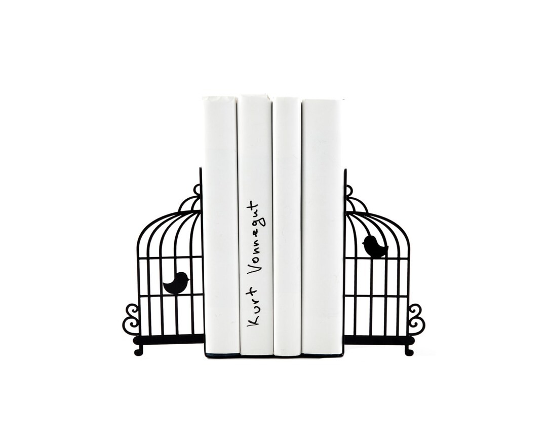 Metal Bookends -birdcage- Bird Shelf Decor | Bird Lover Gift - Etsy