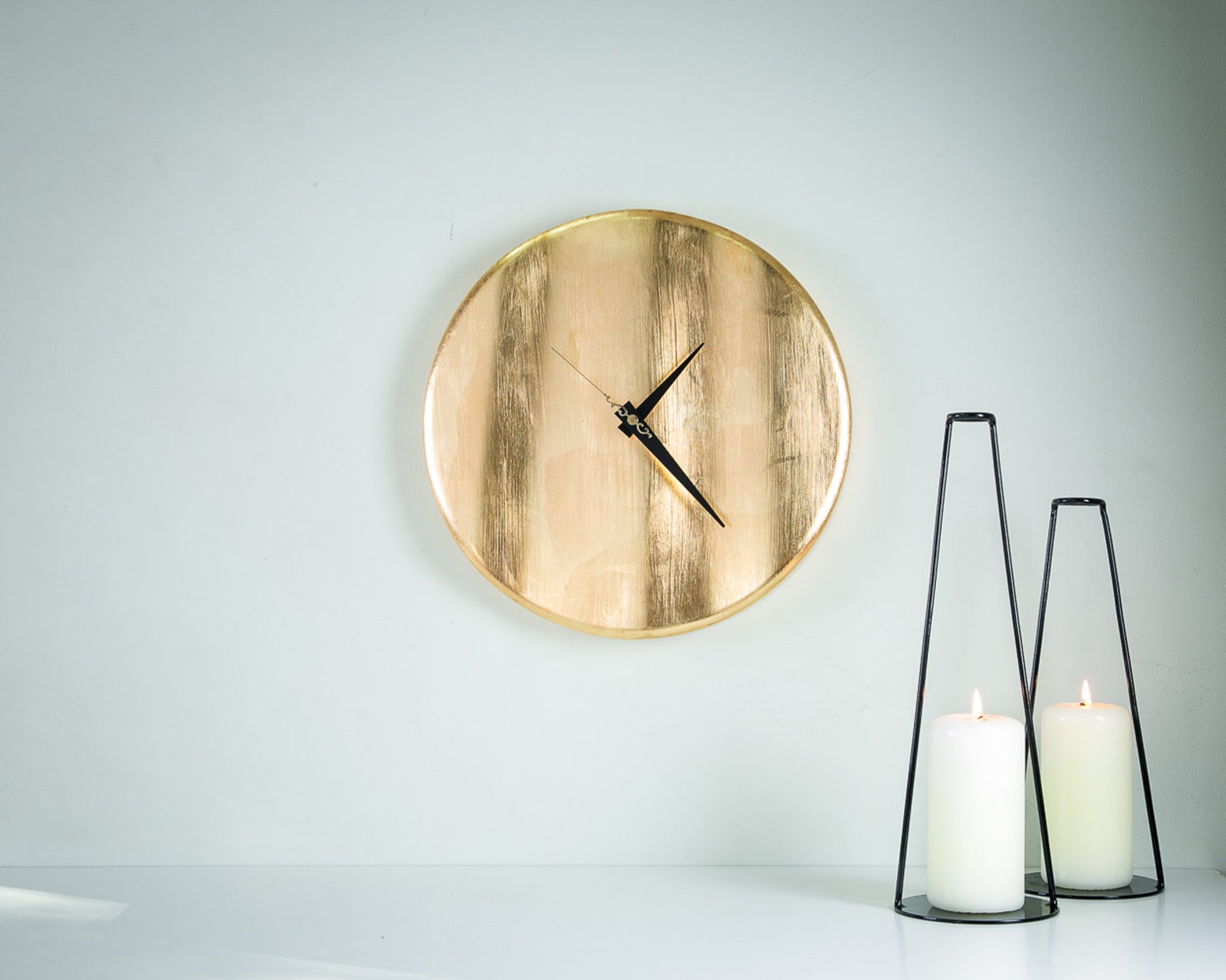 Wall Clock Golden Wave. Hand Gilded by Thin Yellow Metal - Etsy