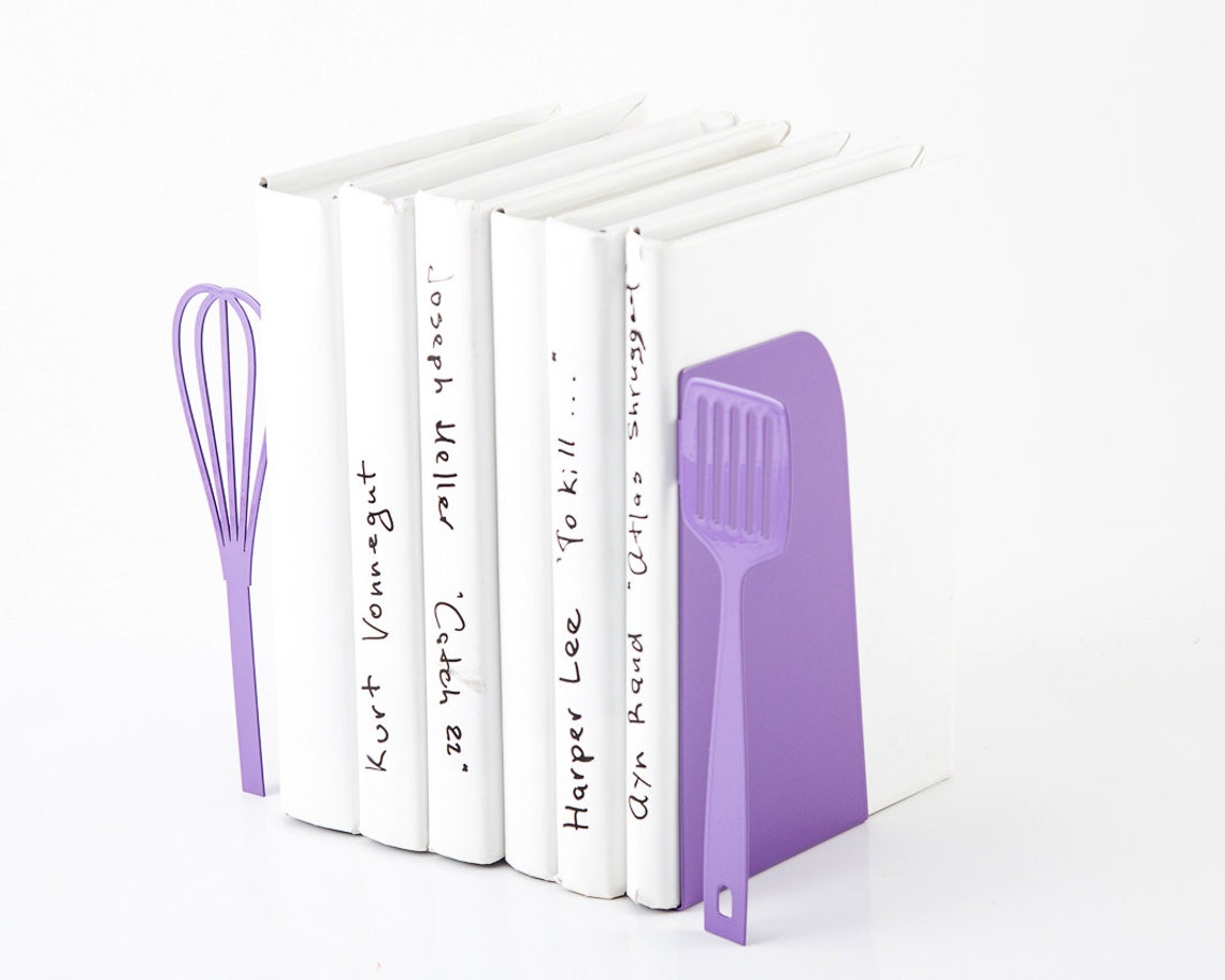 Metal Kitchen Bookends // Spatula and Whisk Purple // - Etsy