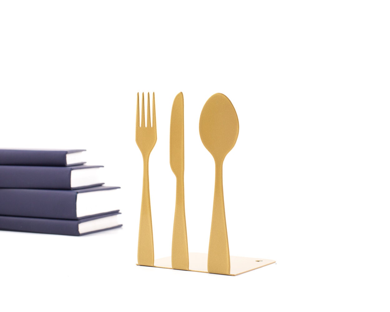 Golden Metal Kitchen Bookends: Modern Cookbook Shelf Decor - Etsy